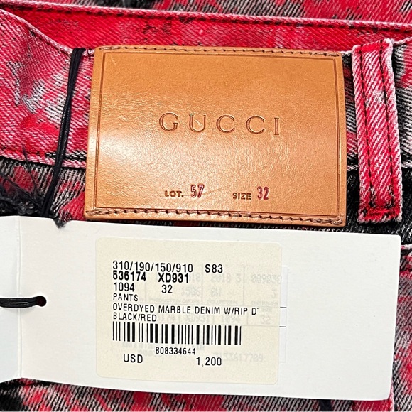 Gucci | Jeans | Gucci Black And Red Overdyed Distressed Ripped Jeans ...